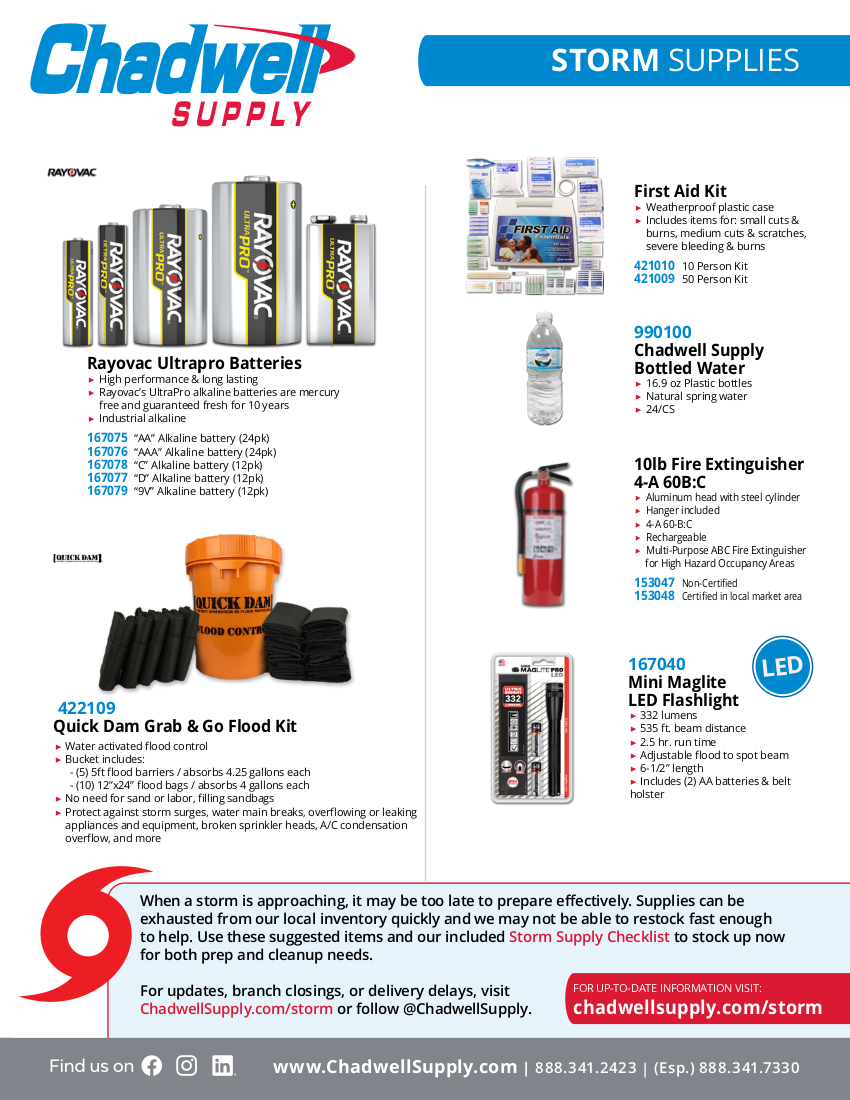 Chadwell Supply. Storm and Hurricane Prep and Cleanup